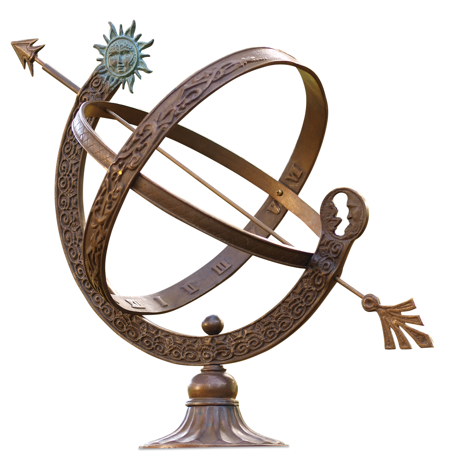 Sonnenuhr HIPPARCHOS Bronzesonnenuhr, Bronzeskulptur