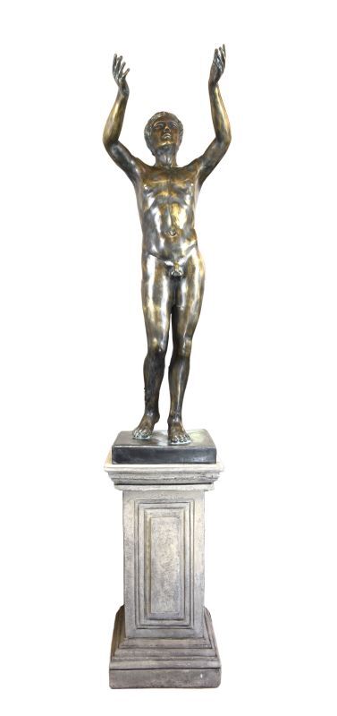 Bronzefigur BETENDER KNABE, 130 cm Bronzeskulptur, Bronzestatue ...